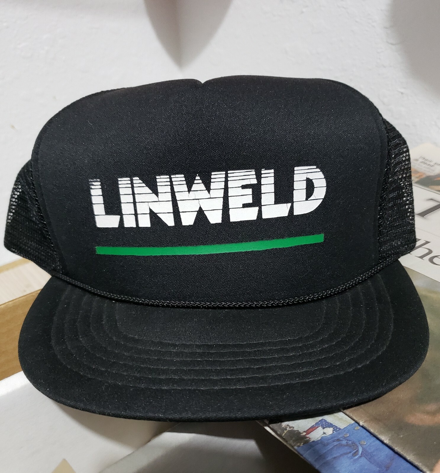 Vintage LINWELD trucker snapbacK Hat BLACK Mesh CAP U… - Gem