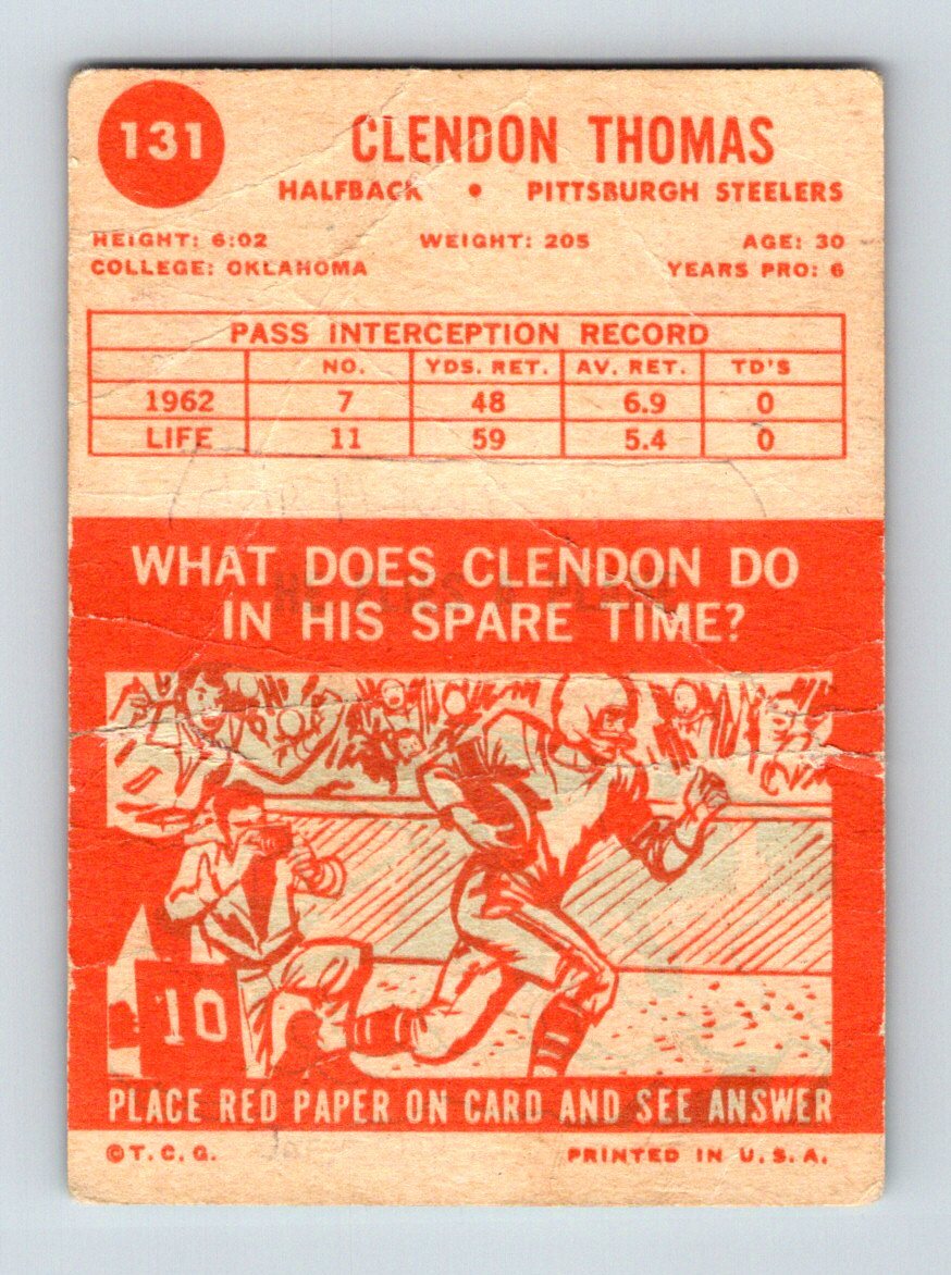 1963 Topps - Purple Sky #131 Clendon Thomas (RC) for sale online | eBay