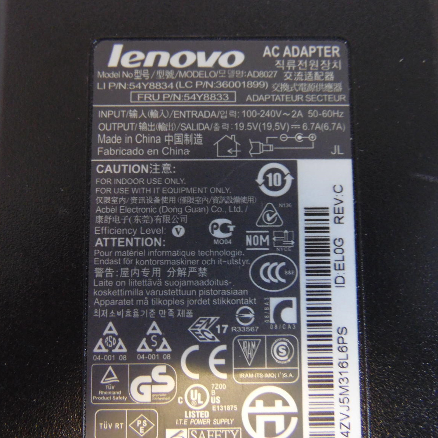 Original Genuine Power Supply AC Adapter Cable for Lenovo ThinkCentre ...