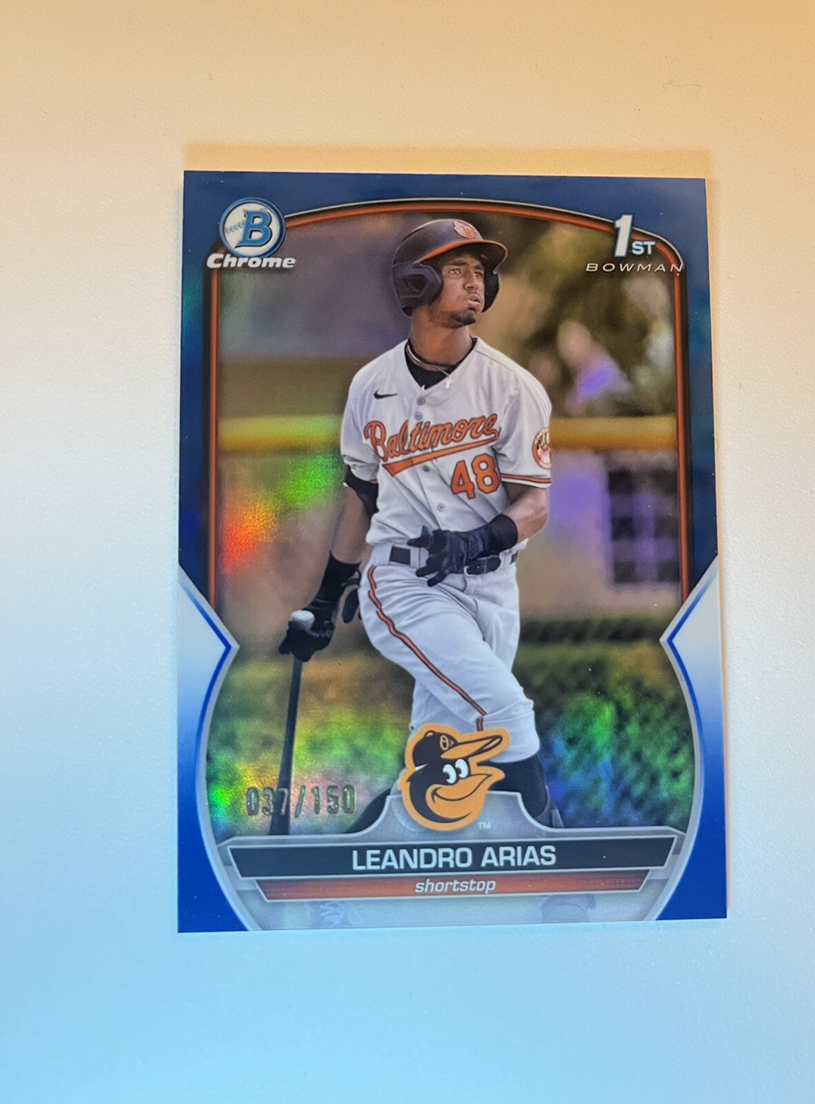 Leandro Arias 2023 Bowman Chrome 1st Prospect True Blue #BCP-84, 037/ ...