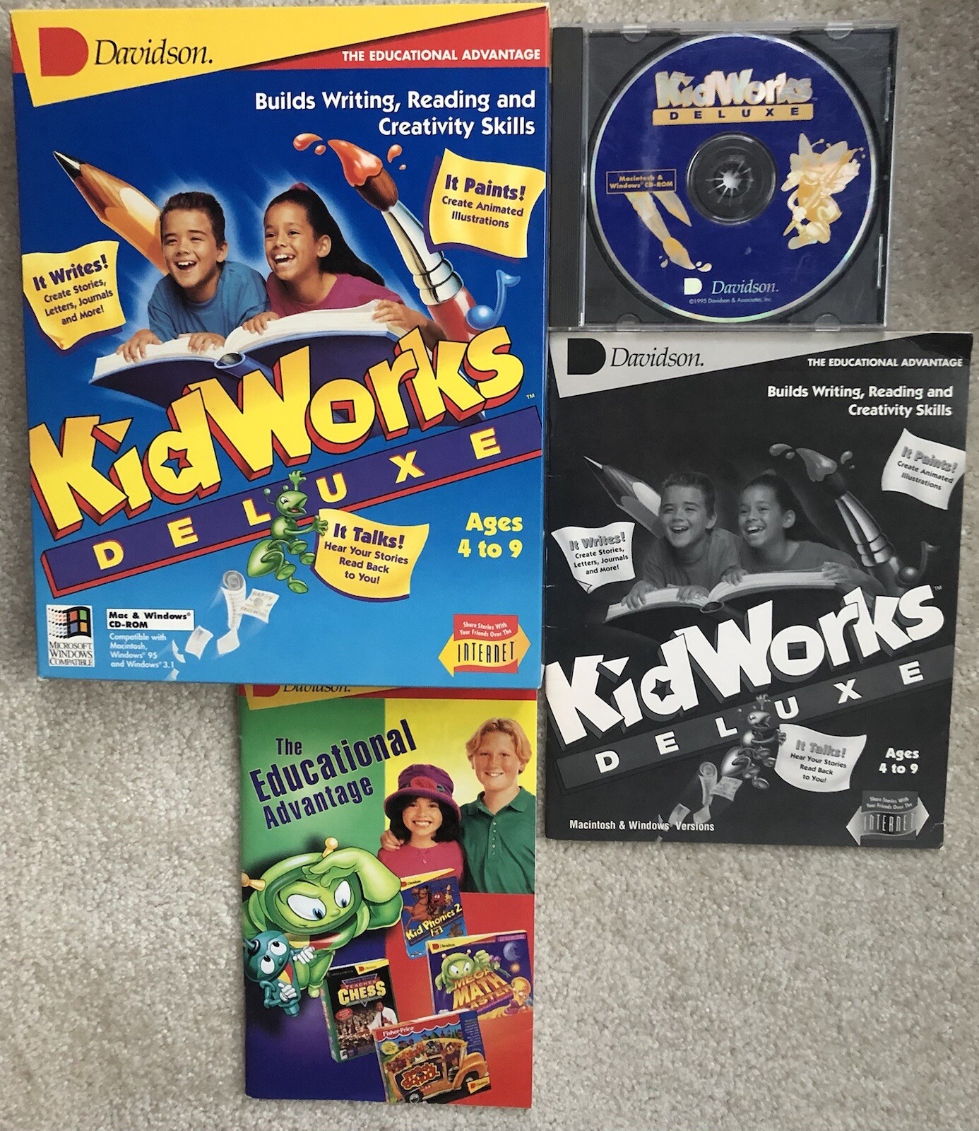 Davidson Kid Works Deluxe CD-ROM PC Kids Computer Game in Original Big ...