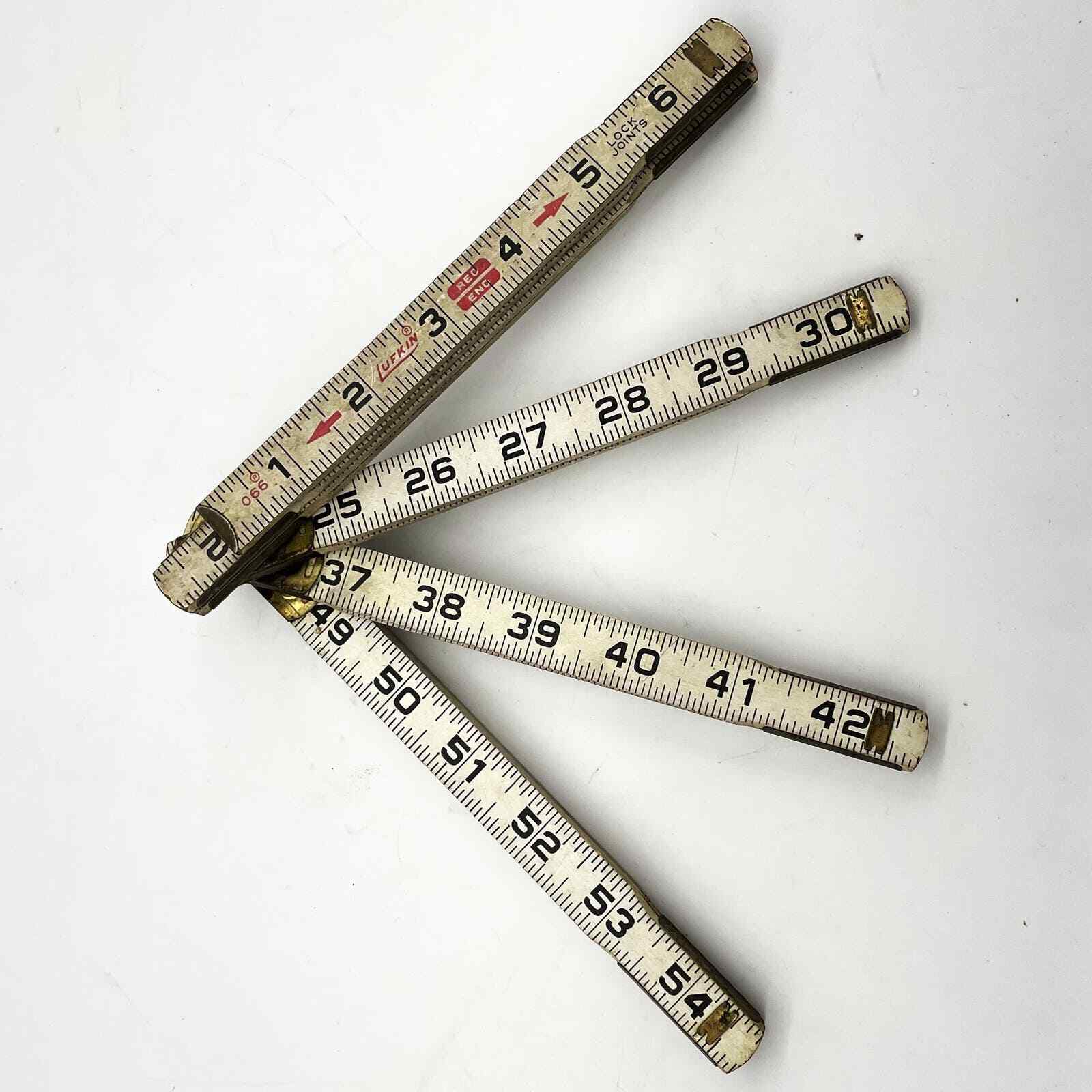 Vtg Lufkin Ruler White Wood Folding 72" Measuring Tool Lock Joints ...