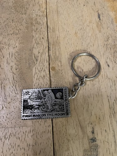 VTG Dory Pewter FIRST MAN ON THE MOON 10 Cents Stamp Keychain | eBay