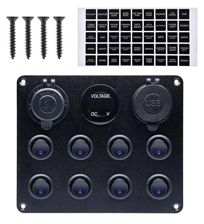 Car 8 Gang 12V Switch Panel LED Rocker USB ON-OFF Toggle For Boat ...
