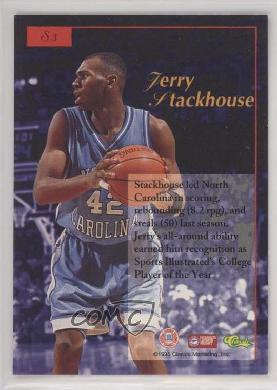1995 Classic 5 Sport Signings Blue Foil Signature Jerry Stackhouse ...
