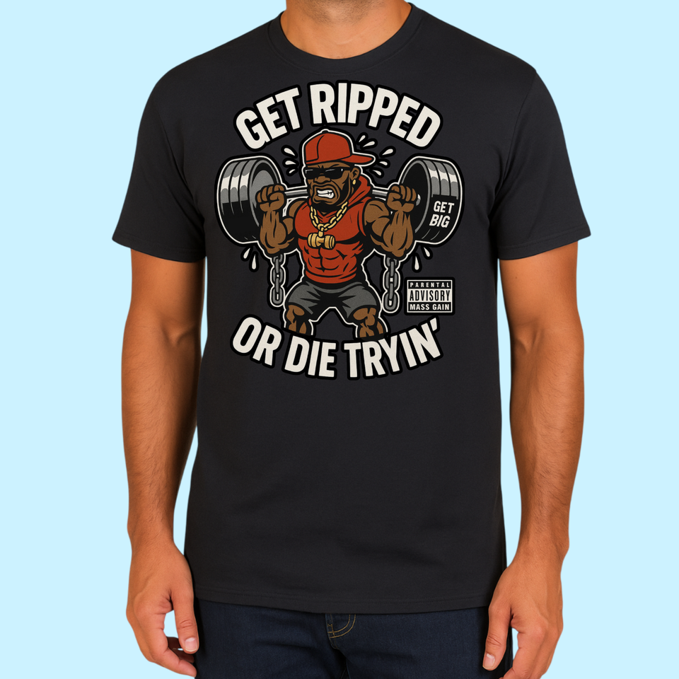 Get Ripped or Die Tryin T-Shirt 50 Cent Parody Bodybuilder Gym Funny ...