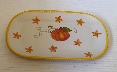 Temptations Pumpkin Patch Fall Harvest Small Oval Platter 10x6" Rare | eBay