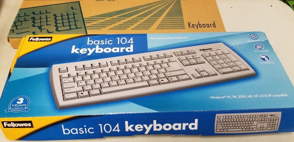 NEW VINTAGE COMPUTER KEYBOARD WINDOWS 95 98 2000 ME XP FELLOWS PS/2 LOT ...
