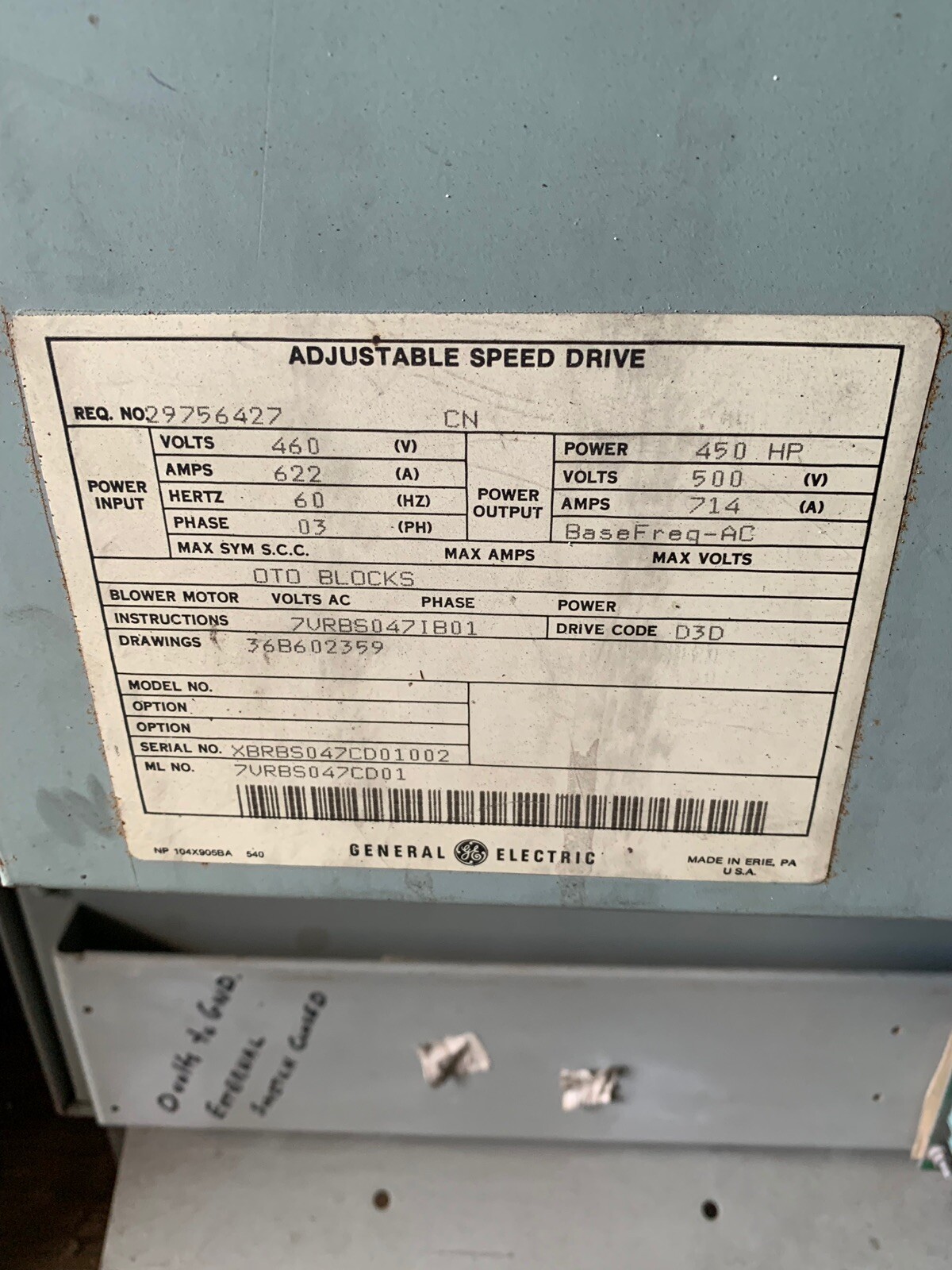 GE DRIVE SYSTEMS DC DRIVE 450 Hp | eBay