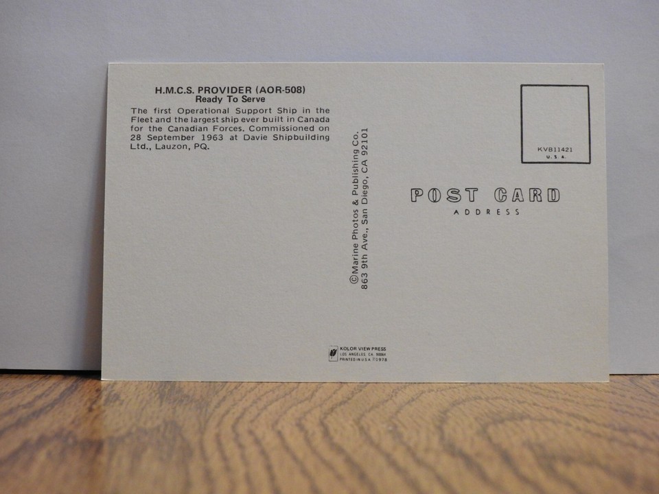 HMCS Provider AOR-508 Support Ship Postcard A12 | eBay