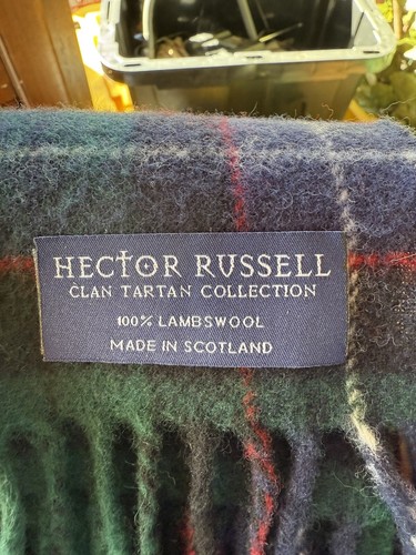 Hector Russell City Of Glasgow Clan Green Blue Tartan Wool Scarf ...