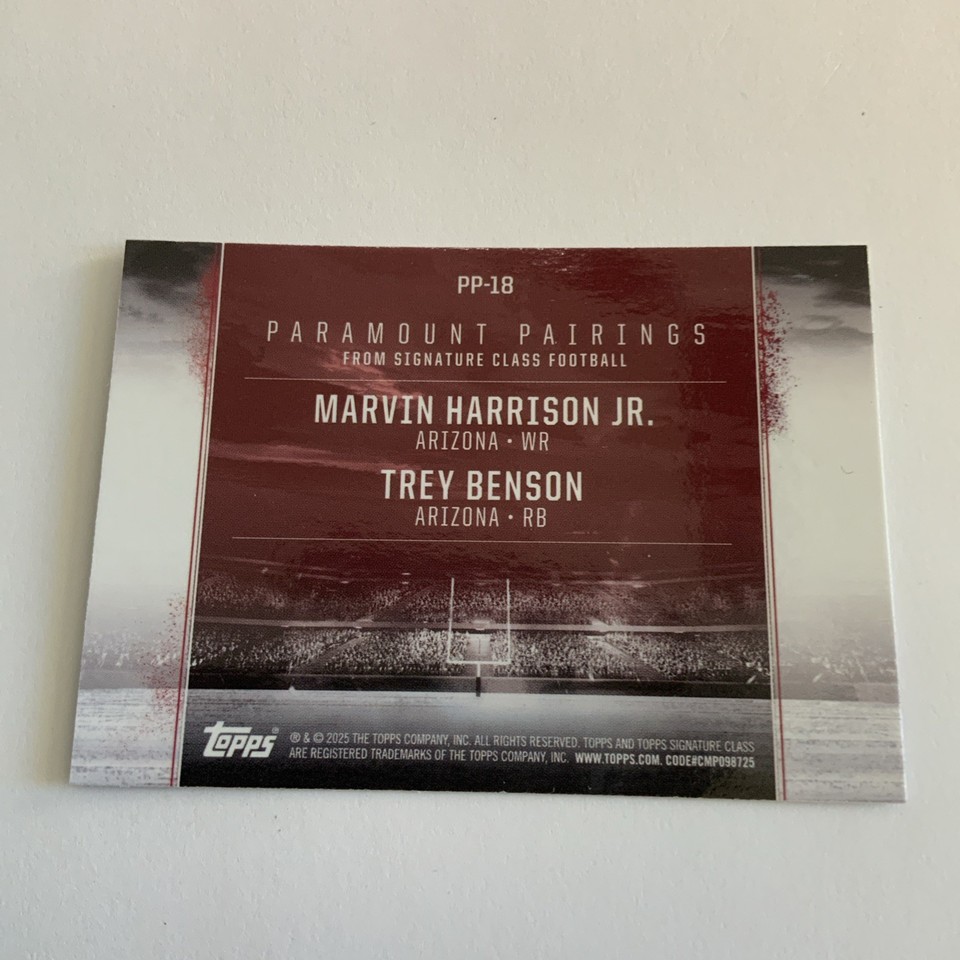 Marvin Harrison/Trey Benson 2024 Topps Signature Class #PP-18 Paramount ...