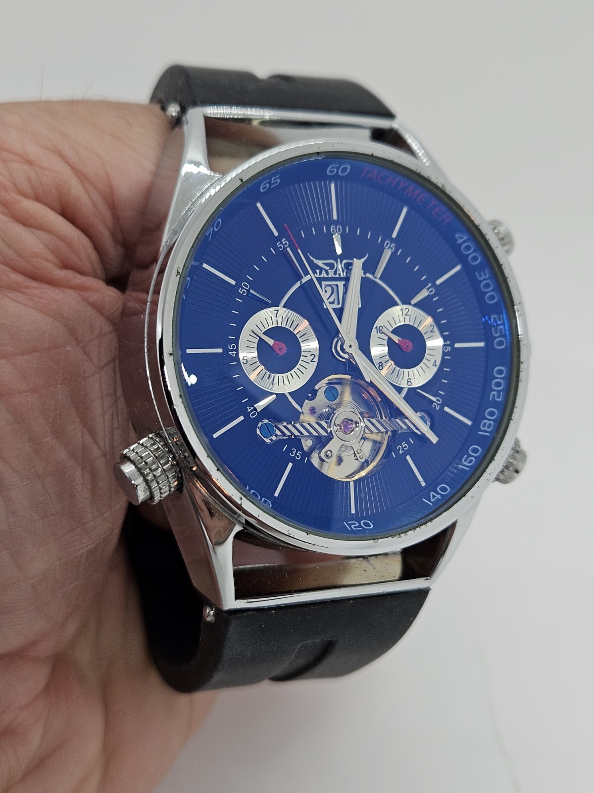 JARAGAR TM448 Cobalt Blue Chronograph 'Tourbillion Design' Automatic ...