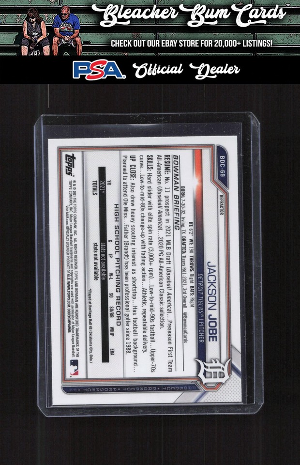 2021 Bowman Draft BDC-69 Jackson Jobe Chrome Refractor | eBay