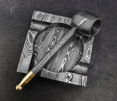 Premium Damascus Steel Handmade Pipe & Ashtray, Tobacco Smoking Pipe ...