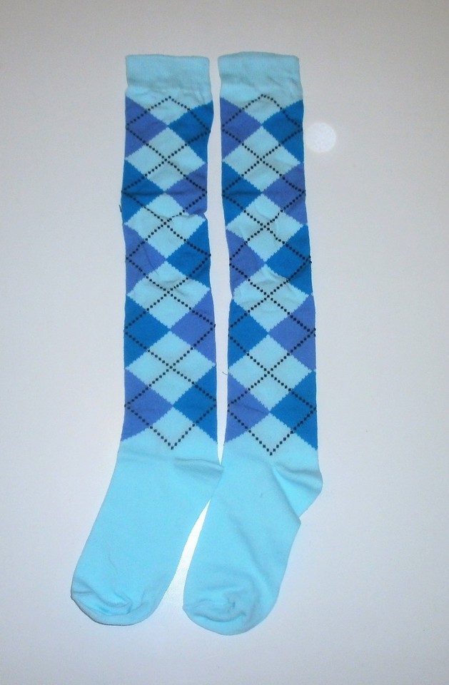ARGYLE CHECK DIAMOND STRETCH LONG KNEE HIGH SOCKS PUB GOLF FANCY DRESS ...