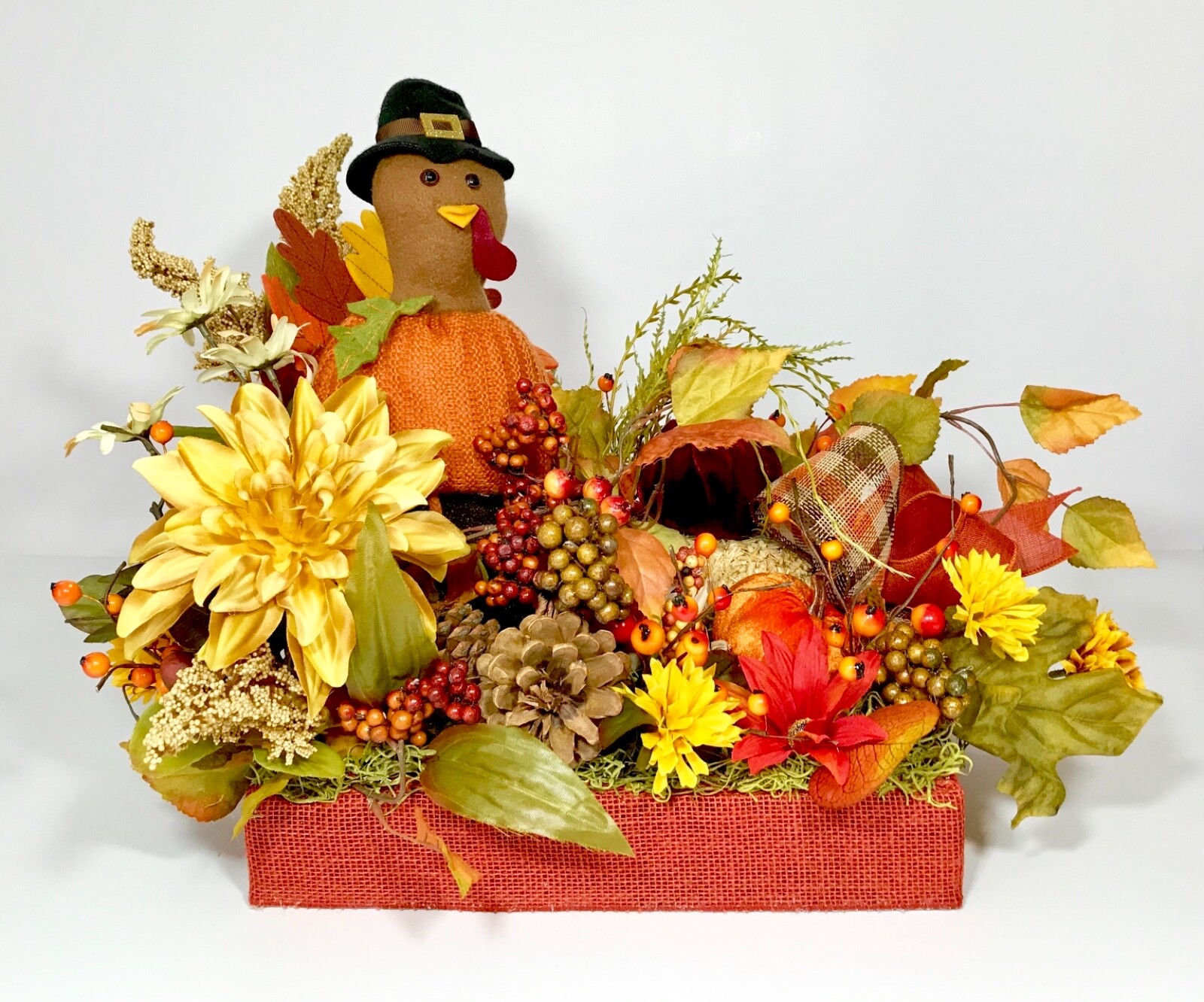 LARGE THANKSGIVING TURKEY CENTERPIECE FALL COLORS AUTUMN FLORAL ...