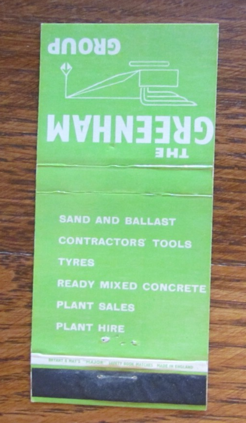 GREENHAM READY MIXED CONCRETE MATCHBOOK COVER: LONDON, UK MATCHCOVER ...