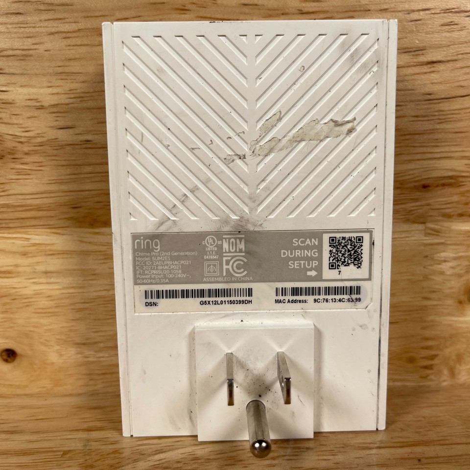 Ring Chime Pro 5UM2E5 (2nd Generation) White Wifi Extender and Indoor ...