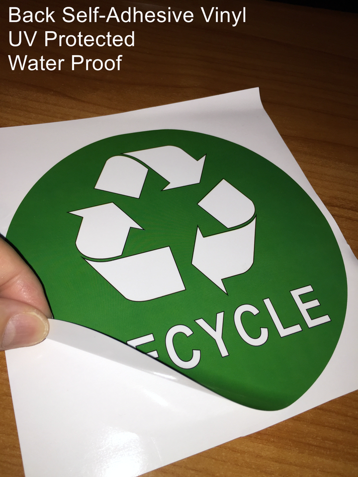 (2 Pack) 6" X 6" RECYCLE & TRASH Back Self Adhesive Vinyl Decal Sticker ...