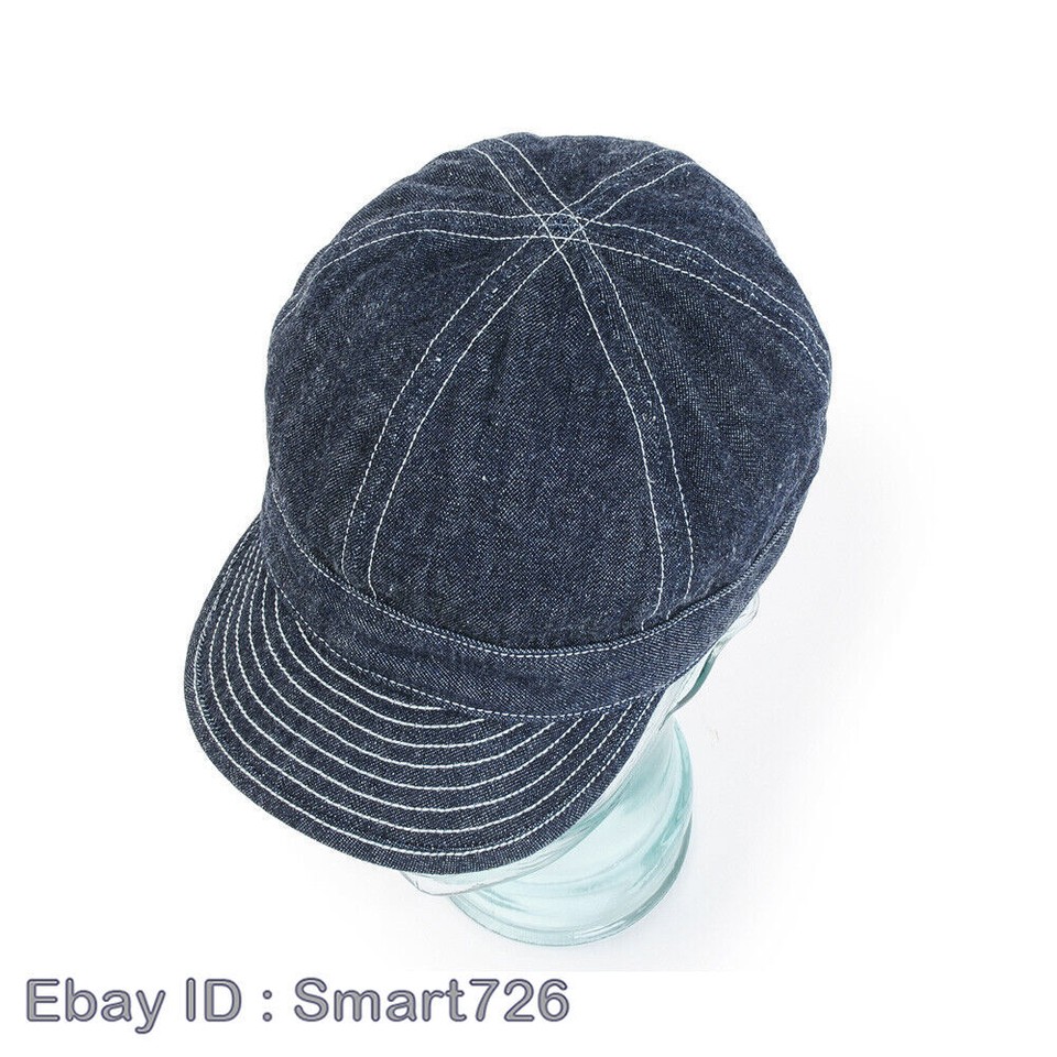 Vintage Engineer Cap Men's Work Cap 11.5oz Selvedge Denim Hat Casual ...
