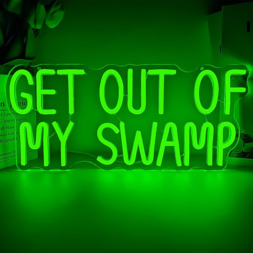 Get Out of My Swamp Neon Sign Green Led Signs for Bedroom Wall USB ...