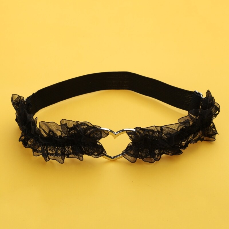 Women Sweet Ruffled Lace Garter Belt Metal Heart Leg Harness Thigh | eBay