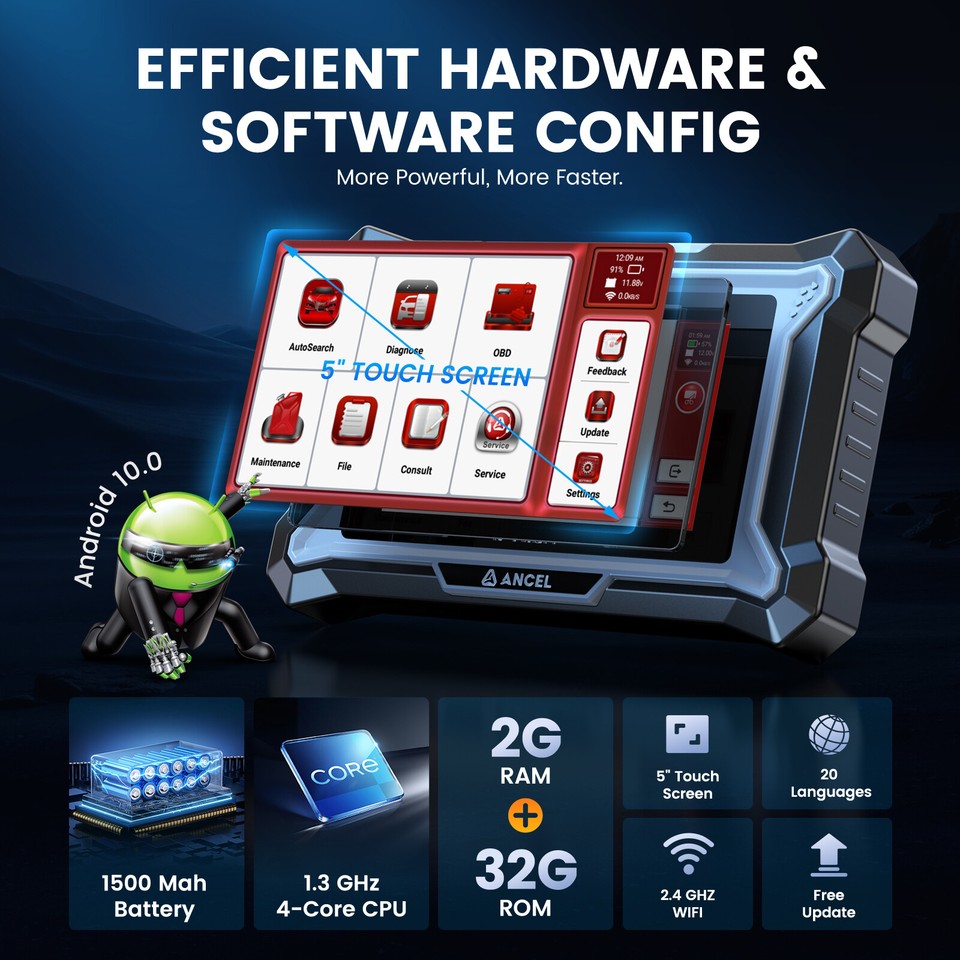 ANCEL DS200 Car Computer OBD2 Scanner Full System Diagnostic Tool ABS ...