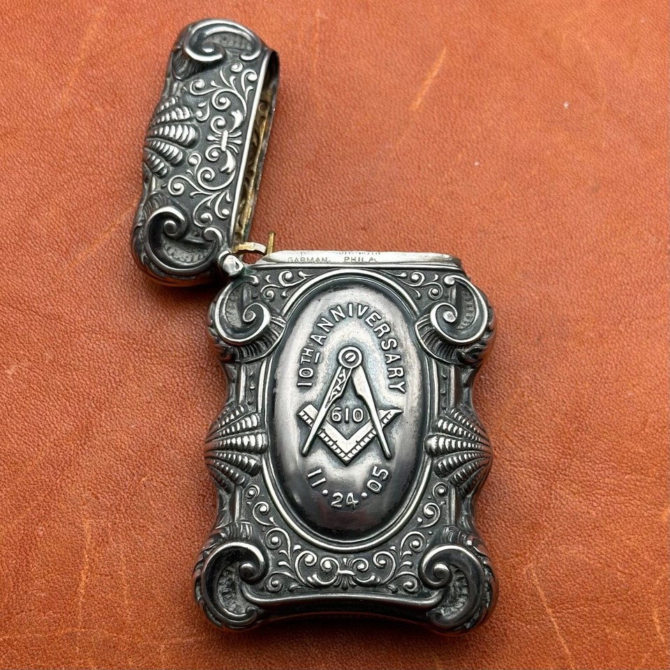 GARMAN PHILADELPHIA STERLING MATCH SAFE VESTA CASE - DATED 1905! | eBay