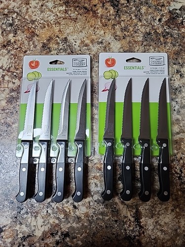 Steak Knives 8 Chicago Cutlery Essentials Black Handles | eBay