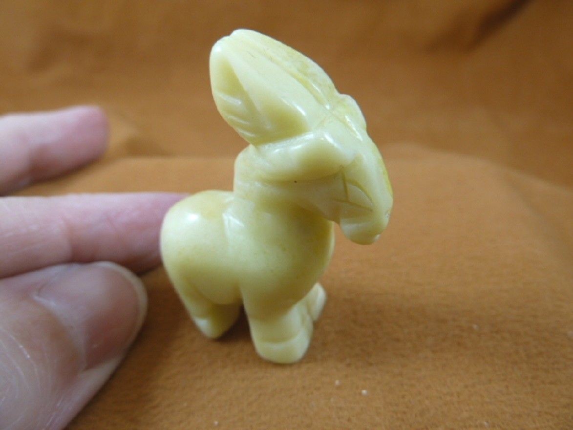 (Y-BUR-556) yellow Donkey mule burro gemstone carving figurine burros ...