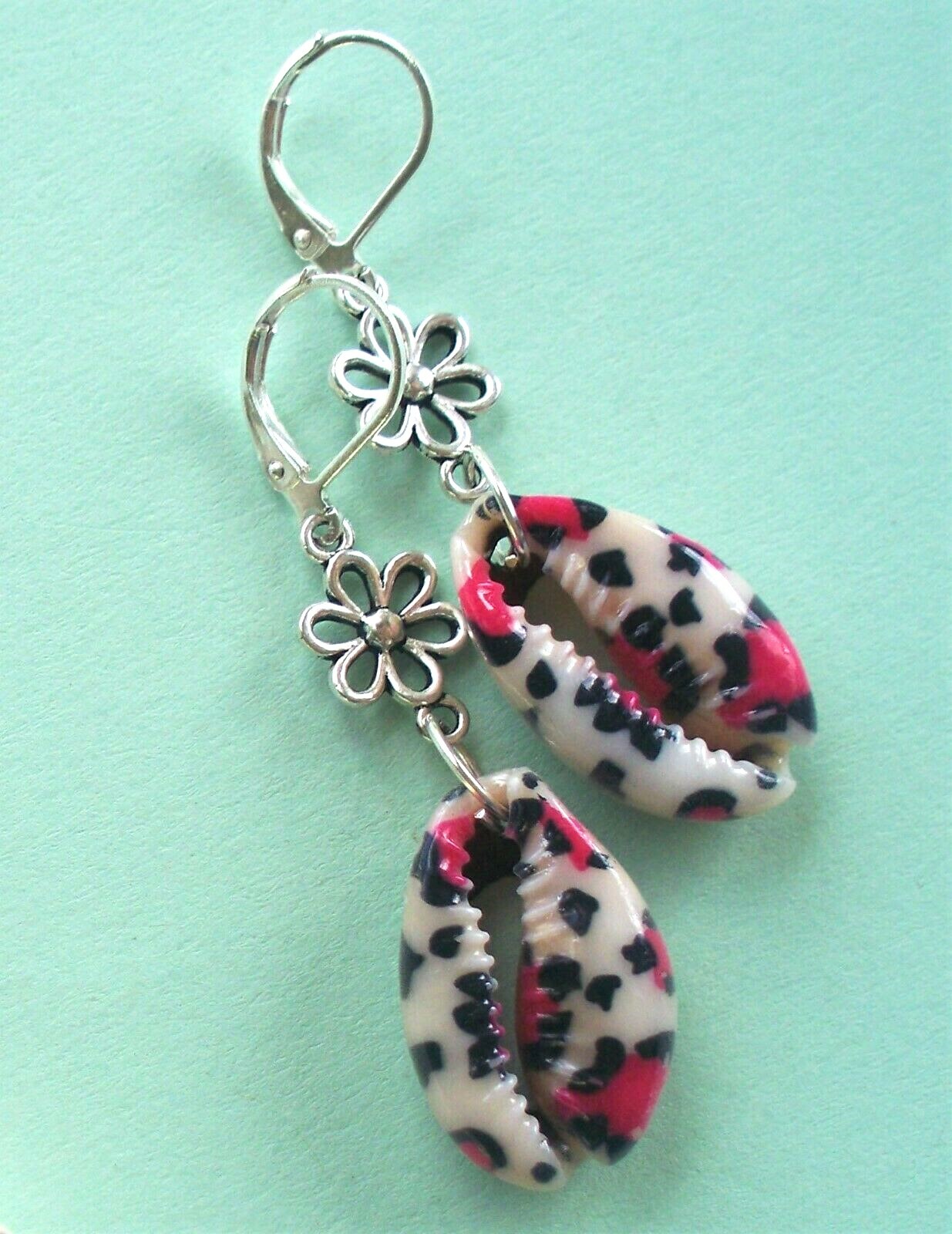 LEOPARD COWRIE SHELLS leverback CHOOSE your design | eBay