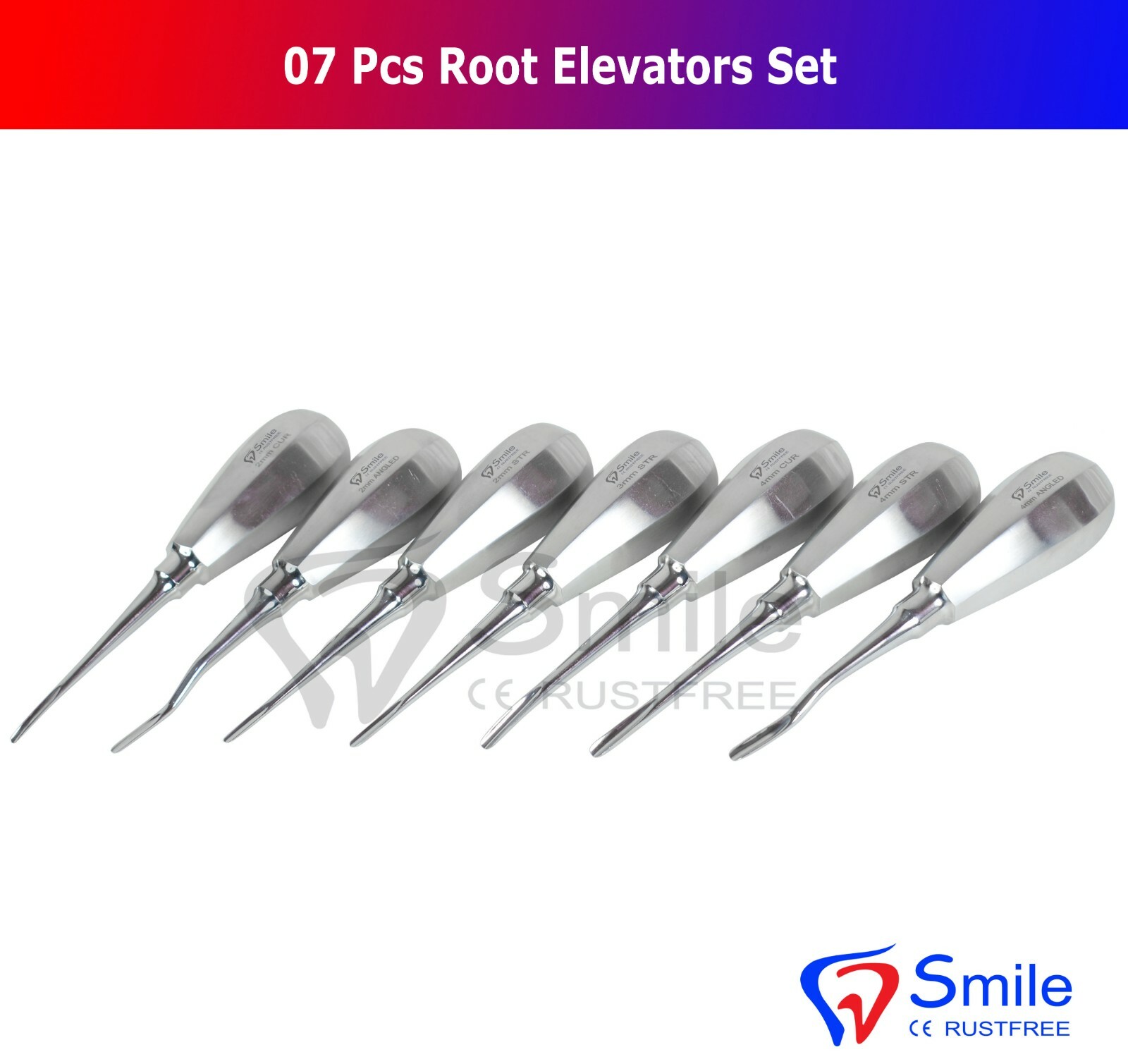 7X Luxating Root Elevators Teeth Extraction Root Canal Implant Dental ...