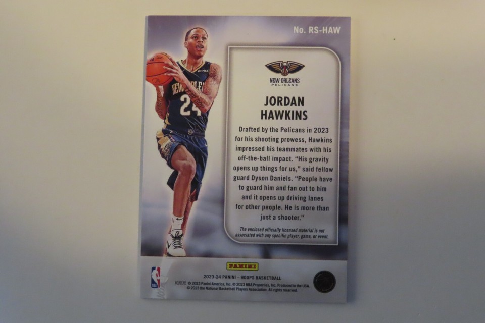 Jordan Hawkins 2023-24 Hoops #RS-HAW Rise N Shine Patch RC-New Orleans ...
