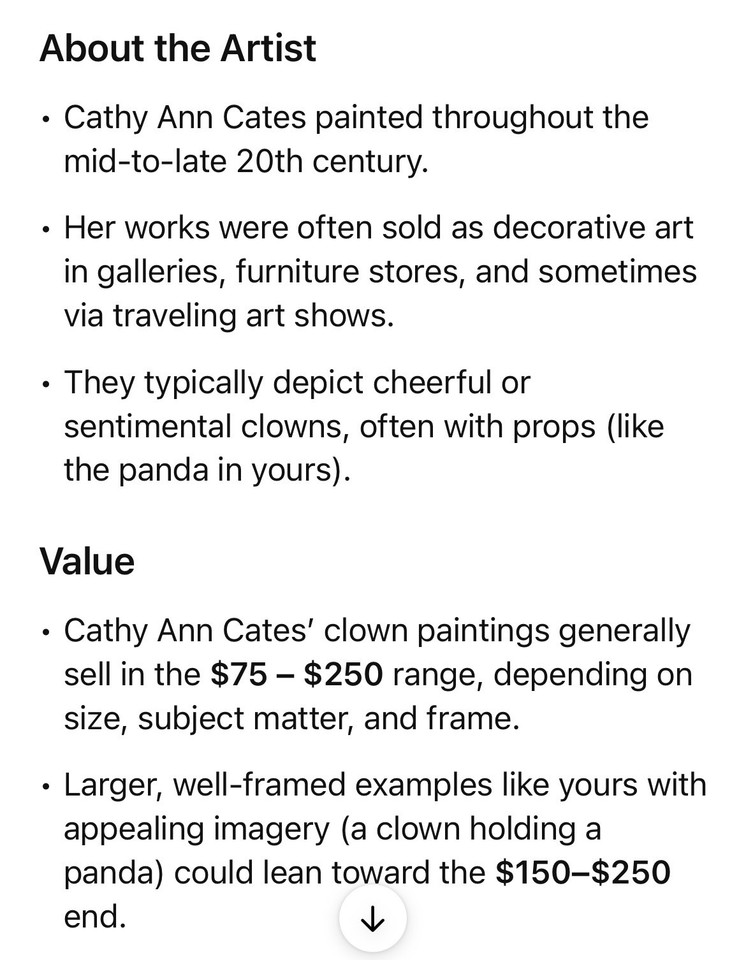 Painted Canvas By: Cathy Ann Cates (Clown w/ Accordian) | eBay UK