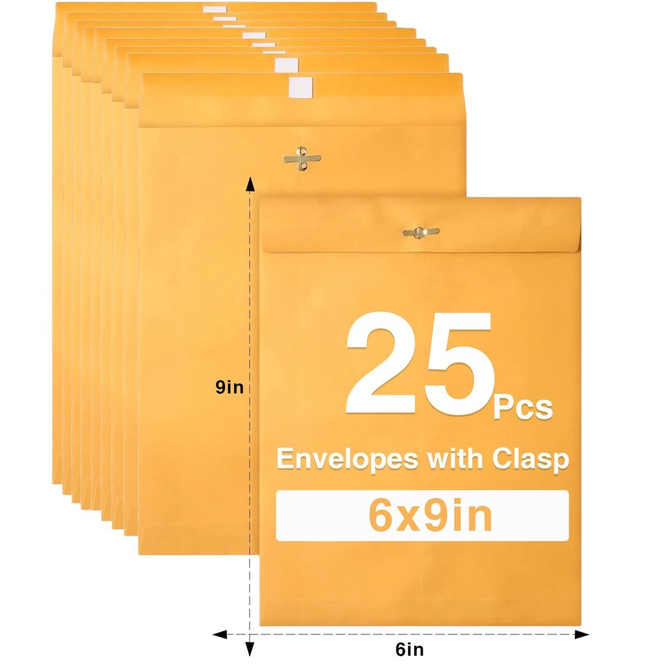 6x9Inches Clasp Envelopes,100GSM Heavy Kraft Paper,Manilla 6x9 inches ...