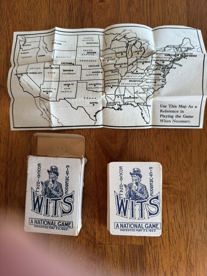 Antique 1922 RARE UNCLE SAM Wits National Playing Card Game Box ...