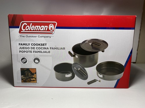 6 pcs - Coleman NESTING Family Camping COOKWARE Set - 6 QT Pot Frying ...