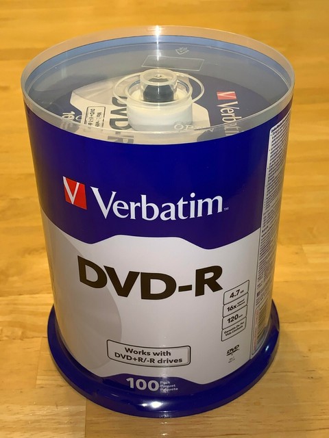 Verbatim DVD-R 100 Pack, 4.7 GB, 16x, 120 min | eBay