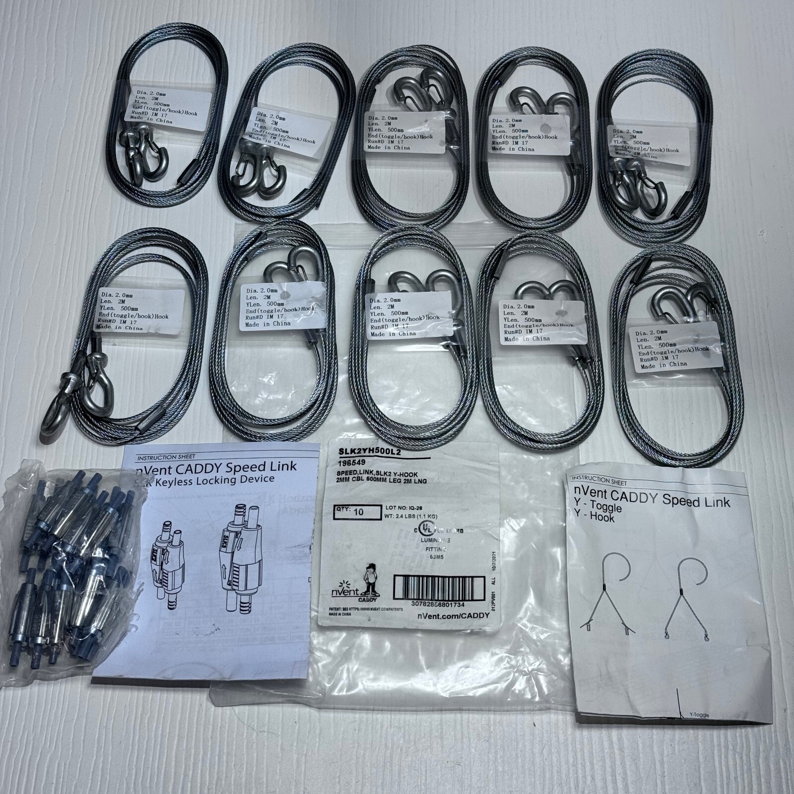 nVent Caddy SLK2YH500L2 2mm Wire Rope Hanger Kit W/Y-Hook End 6.6' L ...