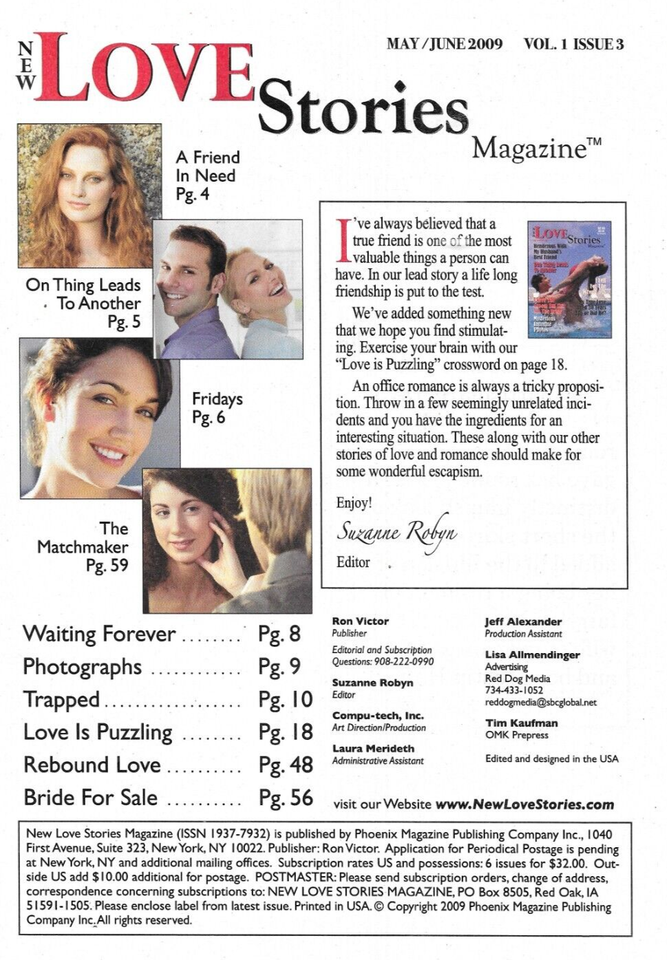 New Love Stories Magazine Matchmaker Trapped Bride for Sale Photographs ...