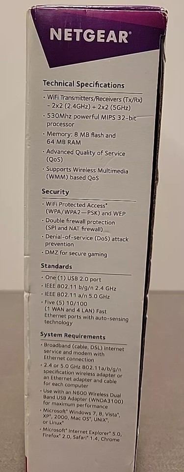 NETGEAR N600 Wireless Dual Band Router Model WNDR3400V3 New Open Box | eBay