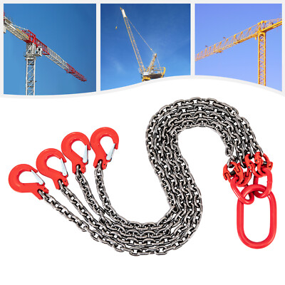 5/16" Lifting Chain Sling G80 Spreader 4-Leg with Grab Hooks Tagged | eBay