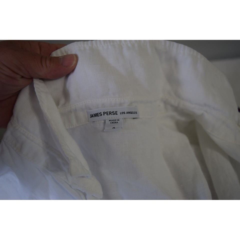 James Perse 3 Large White Linen Long Sleeve Button Shirt Oversized ...