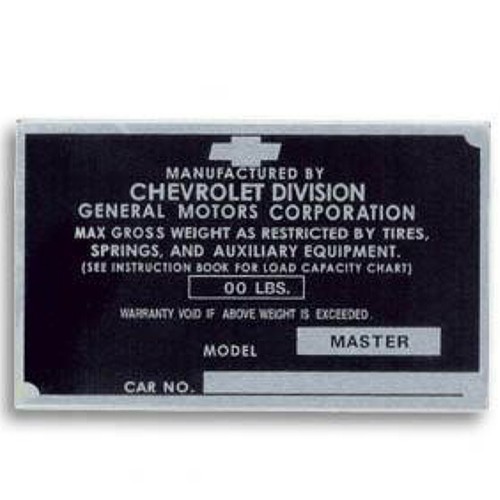 Chevrolet Chevy Truck ID Identification VIN Plate 1939-1941 | eBay
