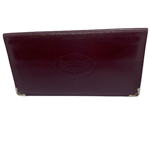 Authentic Cartier Burgundy Leather Slim Long Bifold Wallet / Checkbook ...