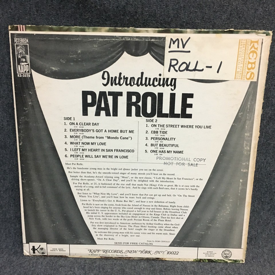 PAT ROLLE INTRODUCING PAT ROLLE PROMO STICKERS 33 RPM LP SOUL/RB MUSIC ...