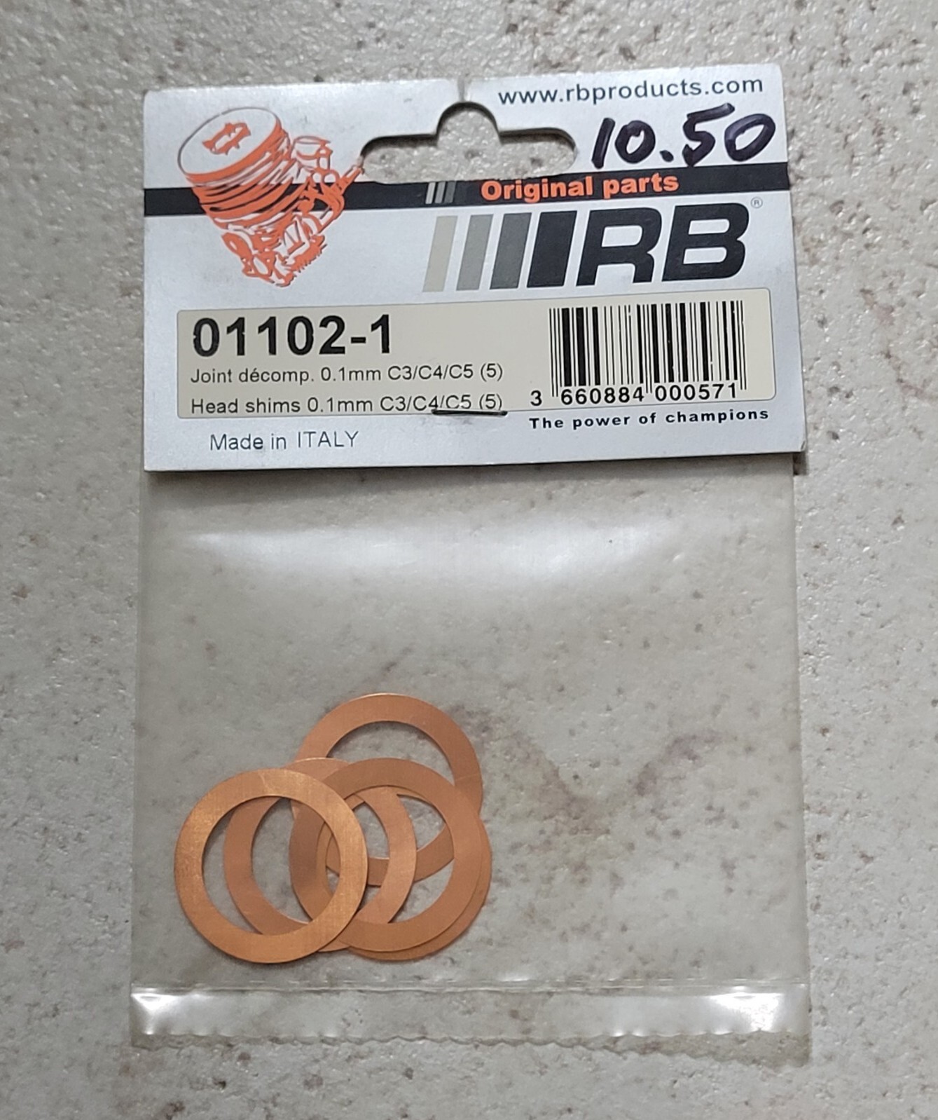 RB Products 01102-1 Nitro Engine Head Shims 0.1mm C3/C4/C5 (5pcs) NIP ...