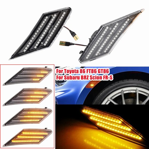 2x Clear LED Indicator Dynamic Side Marker Light for GT86 BRZ Toyota 12 ...