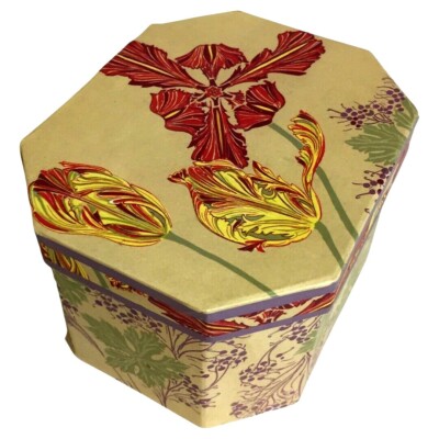 Set of 6 Octagonal Cardboard Trinket Boxes with Lids Floral Pattern 6 ...